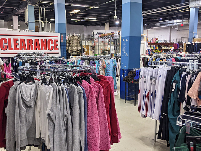 The clearance section—where fashion goes for its second chance at love and savvy shoppers find tomorrow's favorite outfit.