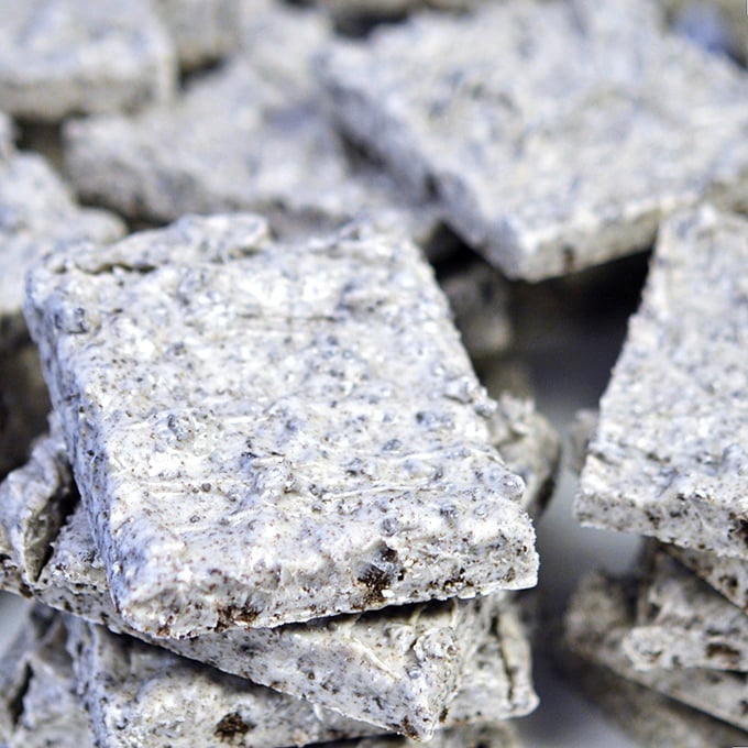 The cookies and cream bark that launched a thousand diet cheat days. This isn't just dessert—it's a rebellion against boring snacks everywhere.