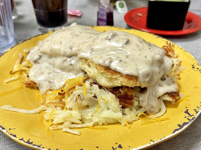 Cowboy Bennies smothered in country gravy is what happens when breakfast decides to go big or go home—no regrets, only deliciousness.