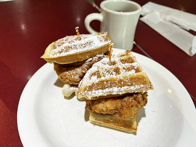 Chicken and waffles—the breakfast power couple that proves opposites attract. Sweet meets savory in a romance for the ages.