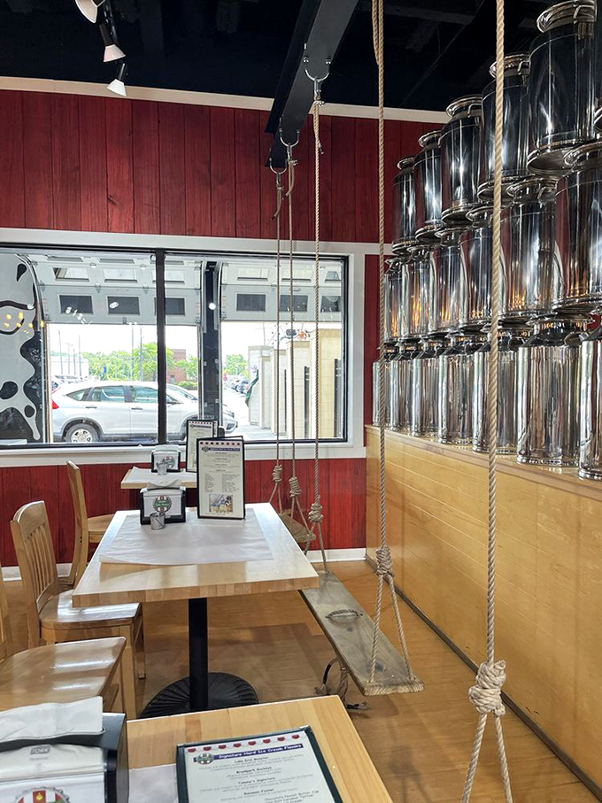 A quiet corner for sweet contemplation. Those glass dispensers hold promises of old-fashioned treats served with a side of nostalgia.