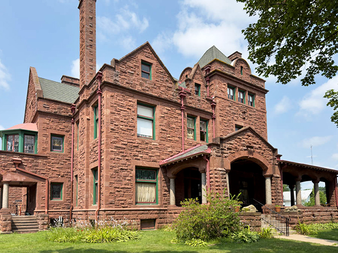 This magnificent red sandstone mansion stands as testament to what circus money could buy before celebrity endorsements and streaming deals existed.