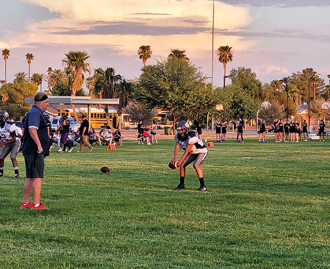 Community sports where kids learn teamwork and adults remember what it's like to sit outside without complaining about their backs.