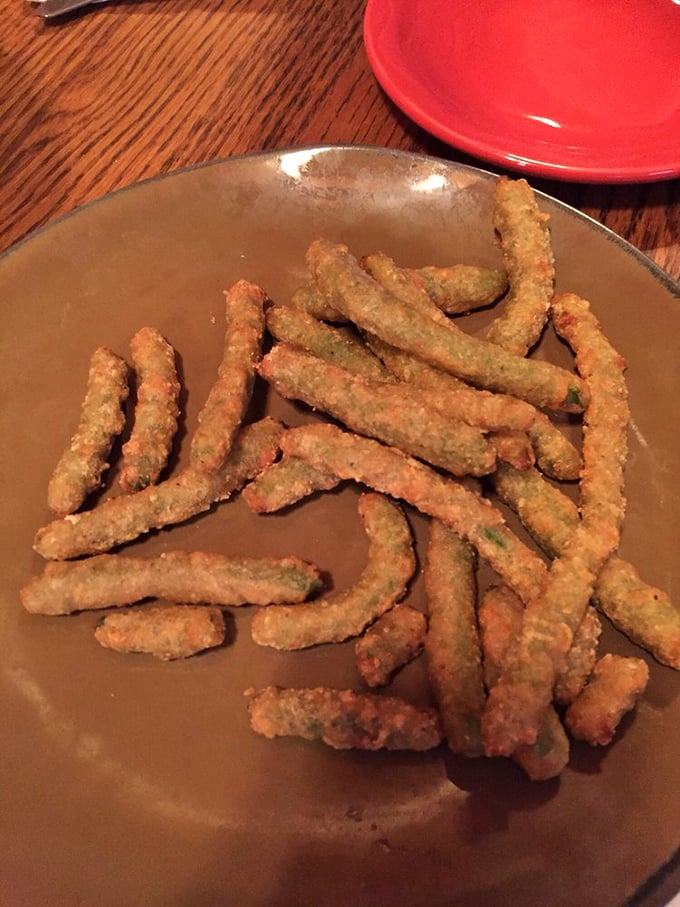 Crispy fried pickle spears—the perfect appetizer for when you need something tangy and crunchy before diving into steak territory.