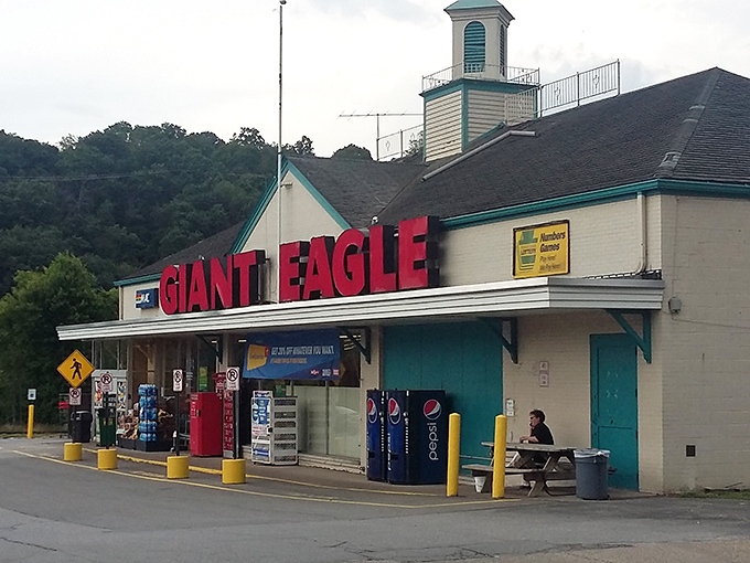 Even the local Giant Eagle supermarket embraces small-town charm with its distinctive cupola—grocery shopping with architectural character.