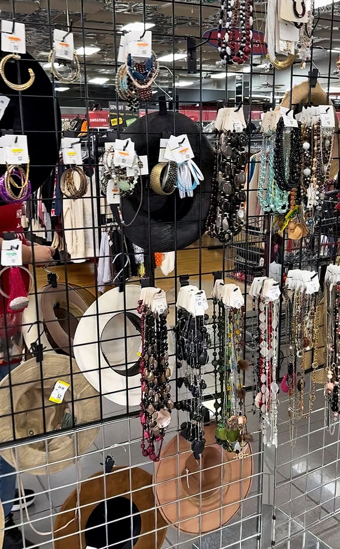 A jewelry display that proves glamour doesn't need a hefty price tag—just a good eye and patience.