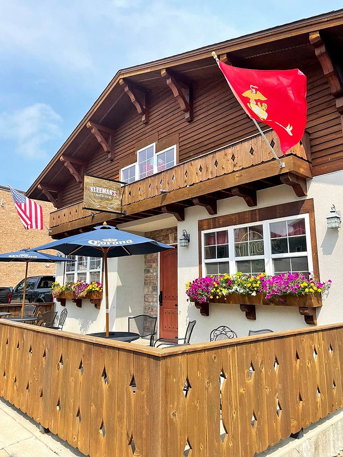 Kleeman's Bar & Grill serves up Alpine charm with a side of Wisconsin hospitality – those flower boxes aren't just for show.