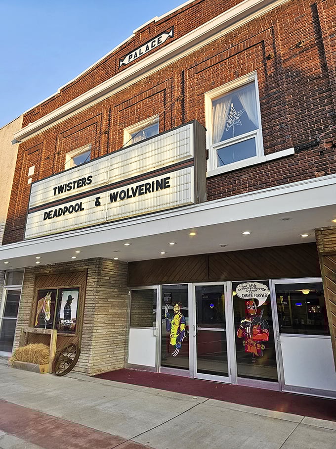 The Palace Theatre marquee lights up downtown with blockbuster promises – where ticket prices won't require a second mortgage and popcorn still feels like a treat.