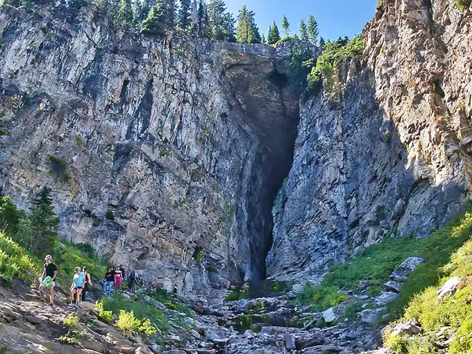Palisades Creek Trail offers nature's version of a cathedral. These towering rock walls have been perfecting their majesty for millions of years – and it shows.