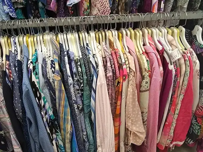 Patterns and prints from every era hang in colorful harmony. Fashion is cyclical—wait long enough and those shoulder pads will be back in style.