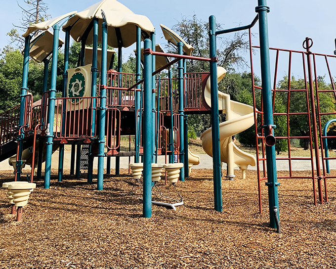 Even the playground in Julian has a rustic mountain charm – where kids can burn off energy after indulging in too much apple pie.