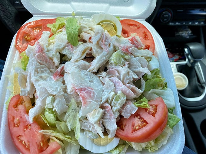 This seafood salad isn't just lunch—it's a vacation for your palate. Fresh ingredients arranged with the care of an artist.