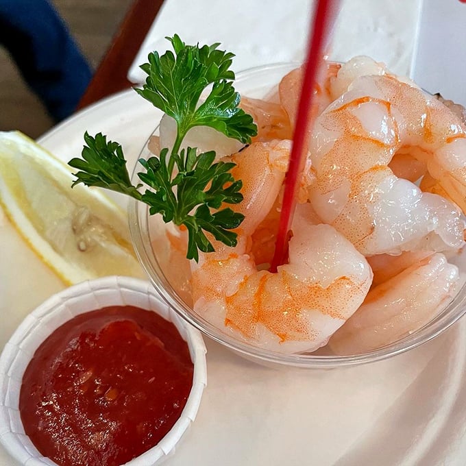 Shrimp cocktail presentation that's classier than most wedding receptions, with flavors to match the elegance.