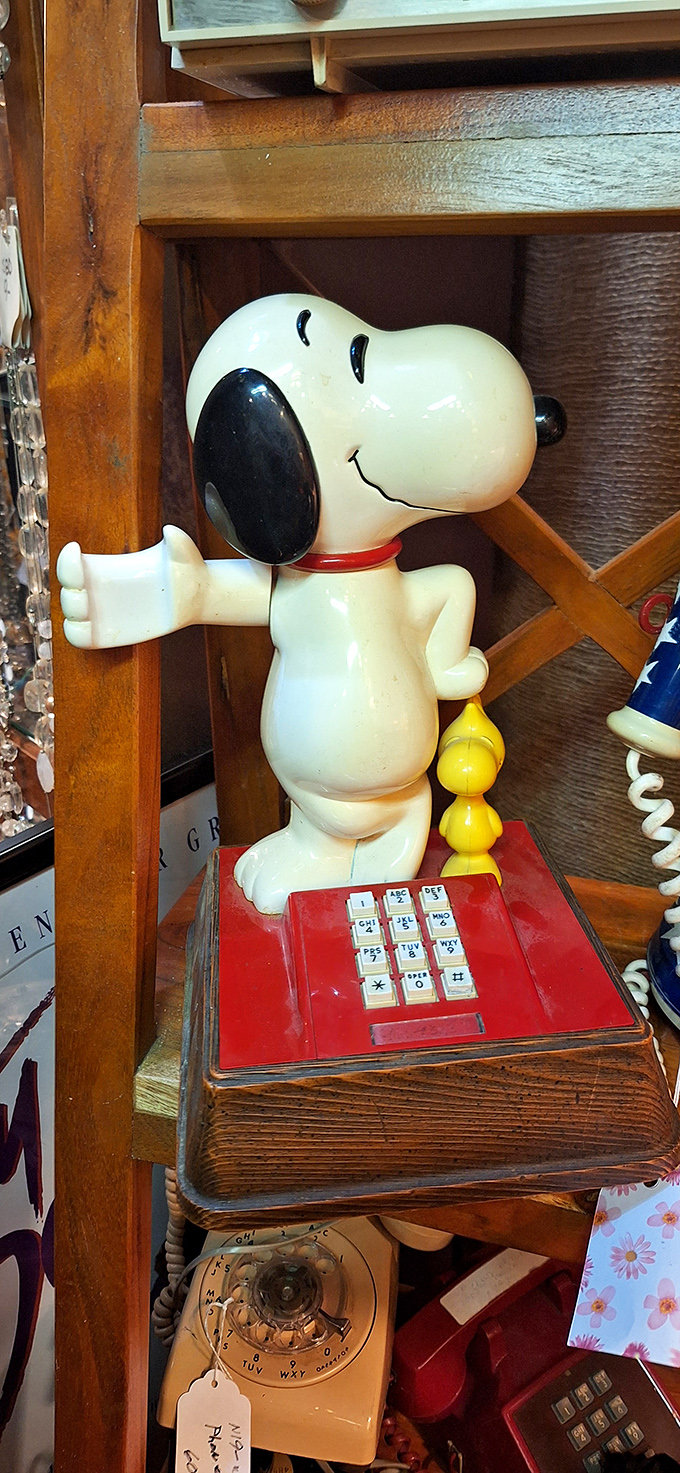 Hello? The past calling! This Snoopy telephone combines childhood nostalgia with mid-century functionality—Woodstock included at no extra charge.