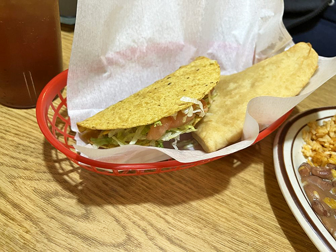 Taco Tuesday has nothing on this crunchy vessel of happiness, accompanied by what might be the Southwest's most perfect sopapilla.