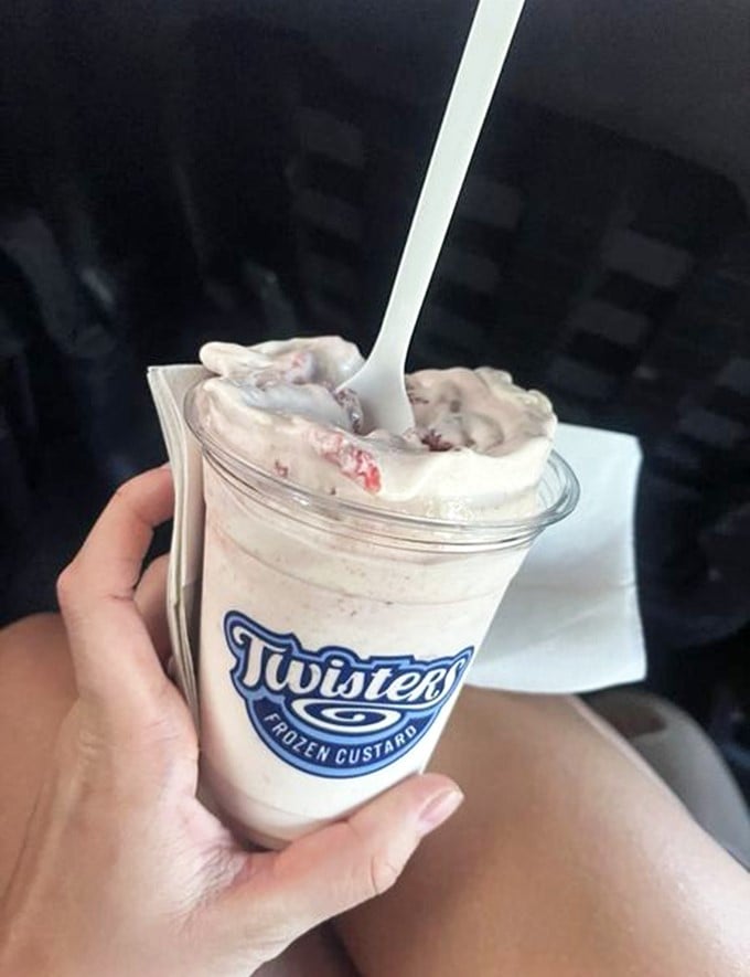 A sundae that belongs in the MoMA—vanilla and chocolate custard with hot fudge creating an abstract expressionist masterpiece you can eat.