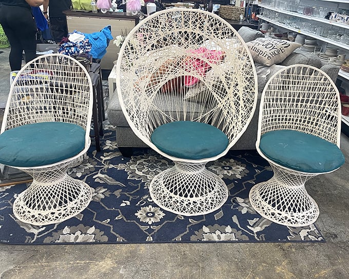 These peacock-style wicker chairs aren't just seating—they're Instagram backdrops waiting to happen. Retro cool meets modern comfort.