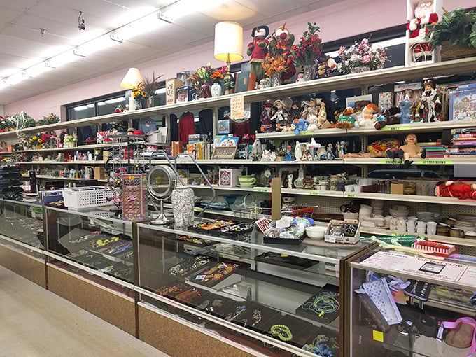 The home goods section: where your grandmother's china pattern and that quirky lamp from your childhood await their second act in someone else's story.