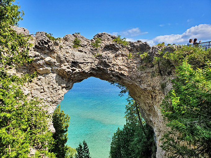 Nature's perfect arch frames Lake Huron's impossibly blue waters—a view that no filter could improve and no words can adequately describe.