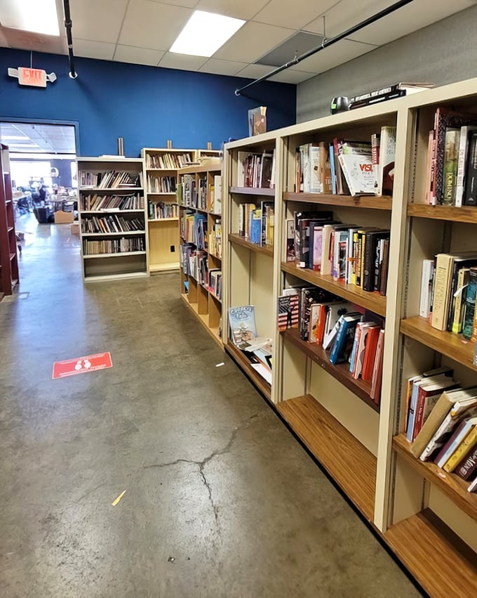 The book section—where literary treasures hide between forgotten bestsellers, waiting for the right reader to give them a second chance.