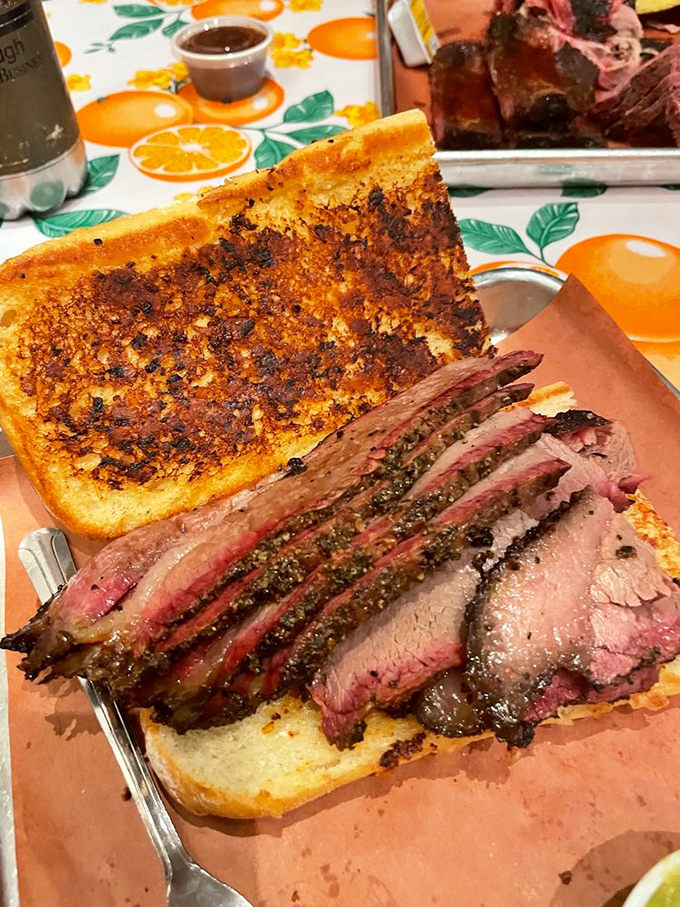 This brisket sandwich isn't just a meal—it's an event. The kind of sandwich that demands silence for the first few bites out of pure respect.