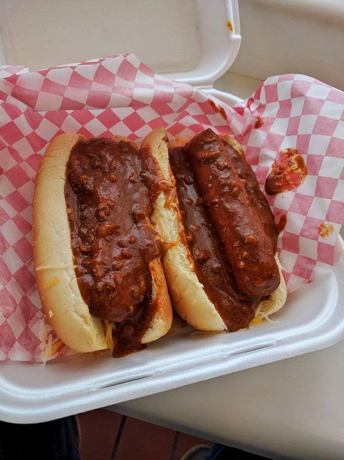 These chili dogs aren't trying to reinvent the wheel—they're just perfecting it with that ideal ratio of snap, spice, and soft bun.