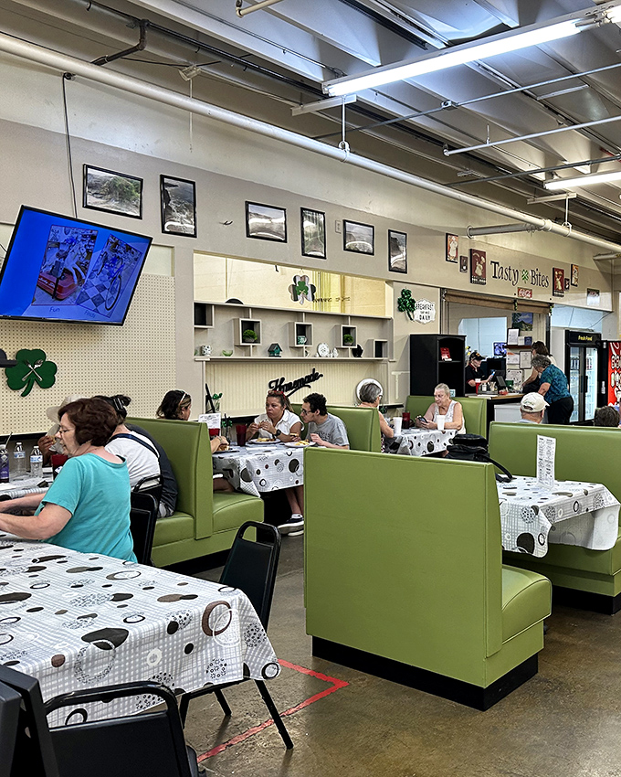 "Tasty Bites Café" offers the perfect refueling station for weary treasure hunters. Those mint-green booths have witnessed countless "Should I buy it?" debates.