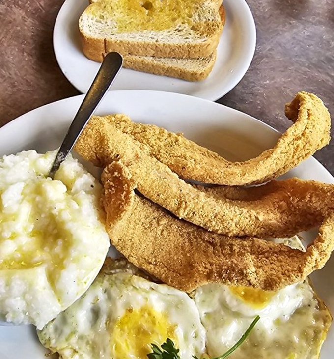 Cornmeal-crusted catfish that's spent just the right amount of time in hot oil – crispy exterior, tender flaky interior, pure Missouri magic.