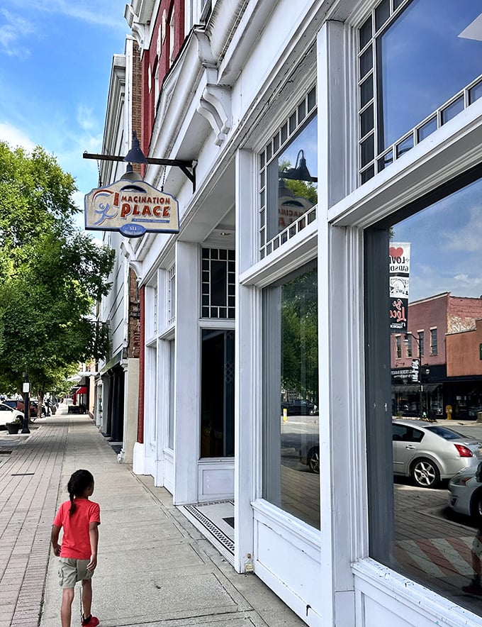 The Imagination Place sign beckons curious minds of all ages – because who says wonder and discovery should have an expiration date?