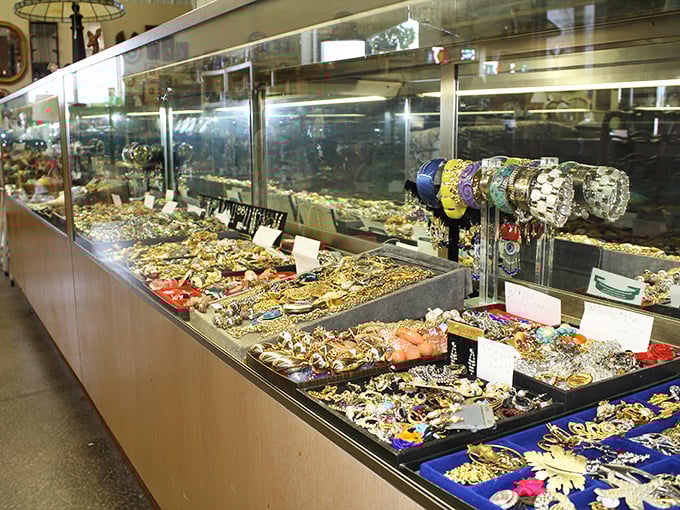 Treasure hunting at its finest—these display cases hold decades of fashion history, one sparkly brooch at a time.
