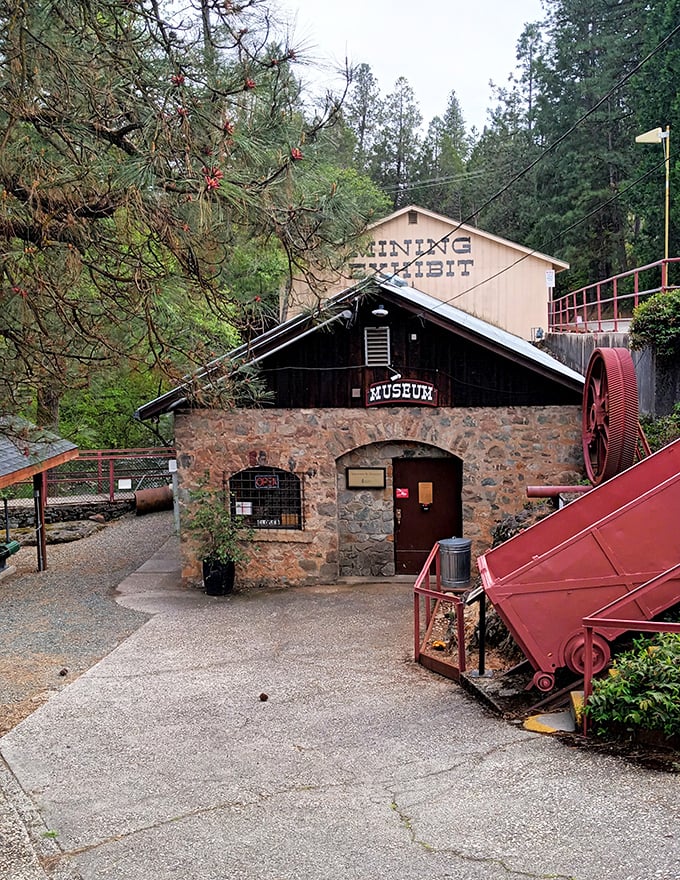 Not your average museum entrance – this rustic mining exhibit building looks like it might still have a few gold flakes hiding in its corners.