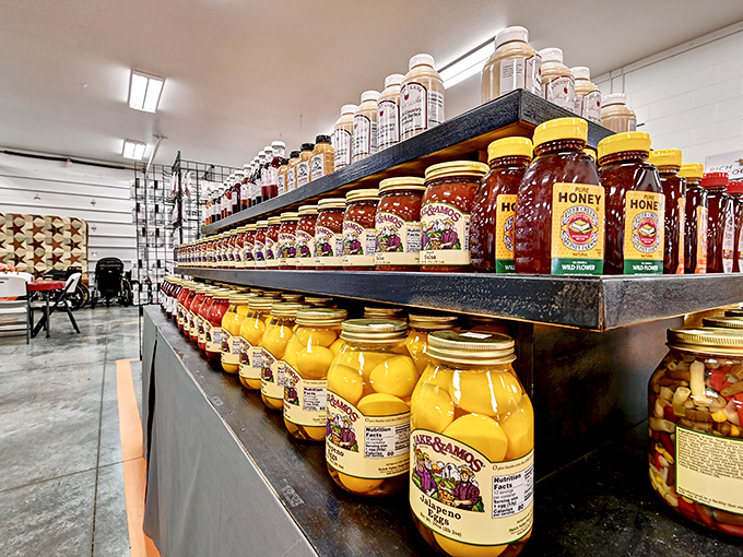 Jars of honey and preserves line the shelves like edible amber, each containing summer sunshine preserved for winter enjoyment.