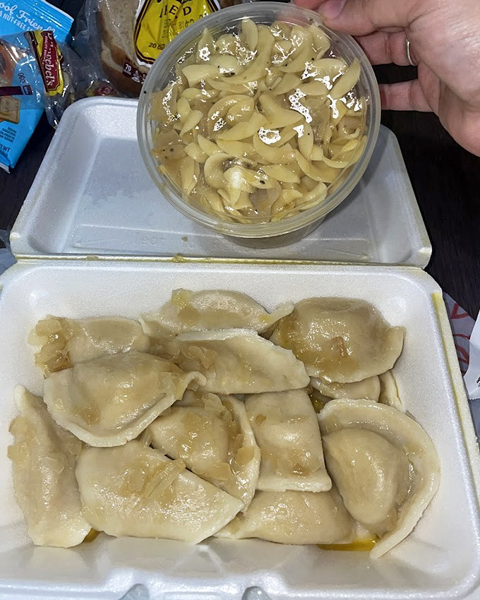 The pierogi sampler plate – nature's perfect way of saying "Why choose one when you can have them all?"