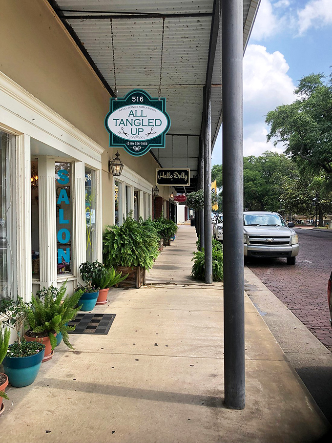 Shops like "All Tangled Up" prove that clever names and lush greenery are the secret ingredients to irresistible small-town charm.