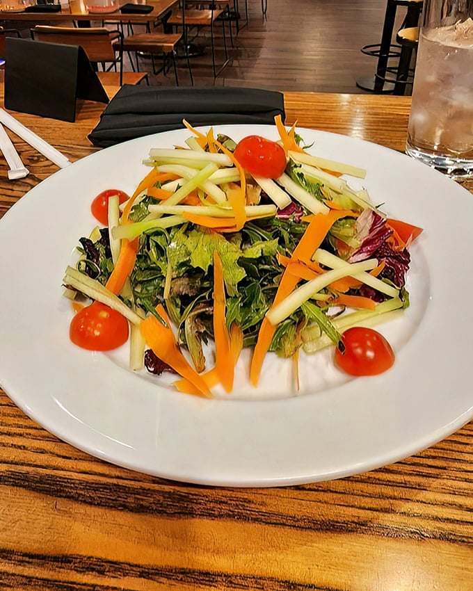 Even the salad looks like it's having more fun than salads at other restaurants—vibrant, fresh, and clearly not an afterthought.