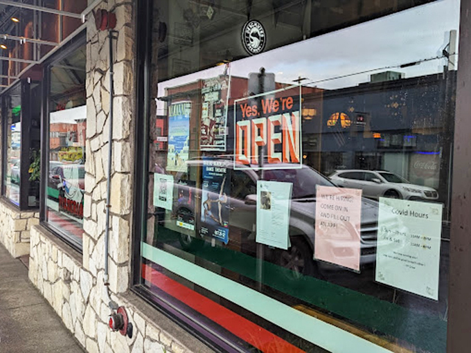 That "Est. 1984" sign isn't just a date – it's proof that Flying Pie has been perfecting pizza longer than most college students have been alive.