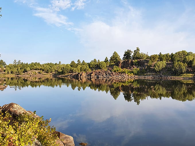 Fool Hollow's glassy waters create perfect reflections that double the beauty of the surrounding pines.