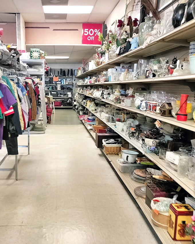 "Friendly" isn't just in the name—it's in the soul of this no-nonsense thrift shop. That stone facade hides a wonderland of bargains.