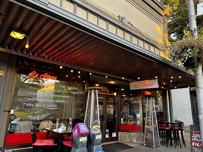 La Gitana's string lights create that "did we just teleport to Italy?" ambiance that makes pizza taste even better as evening falls.