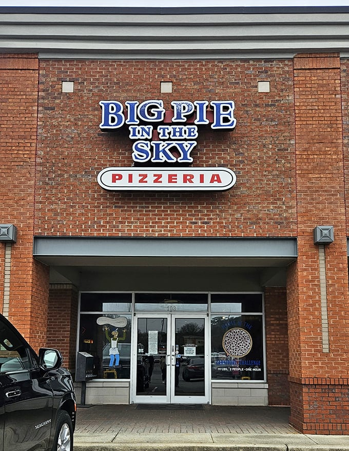 The entrance to pizza paradise! Big Pie in the Sky's doorway is the gateway to portions that will make your eyes—and stomach—widen.
