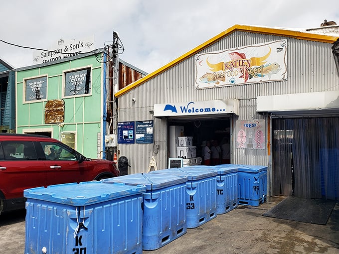 Where the fishing boats meet your plate. Katie's corrugated metal market brings the ocean's bounty directly to hungry seafood lovers.