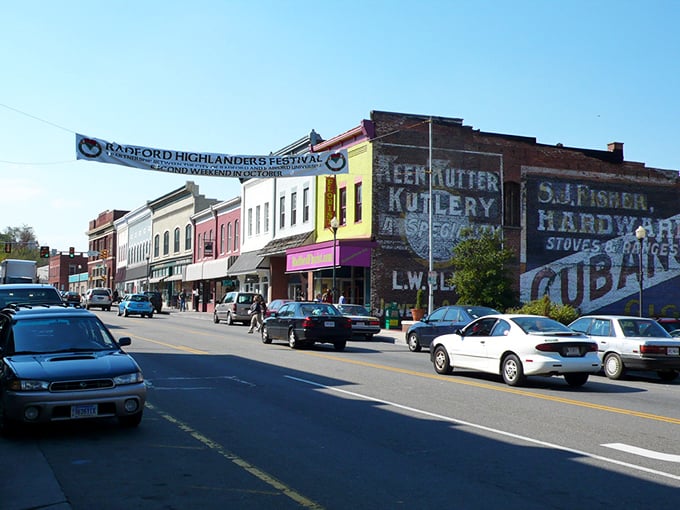 Downtown Radford welcomes visitors with its festival banner, promising small-town fun that won't break the bank.