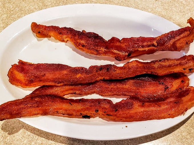 Bacon so perfectly cooked it should have its own Instagram account. Crispy, meaty, and ready for its close-up.