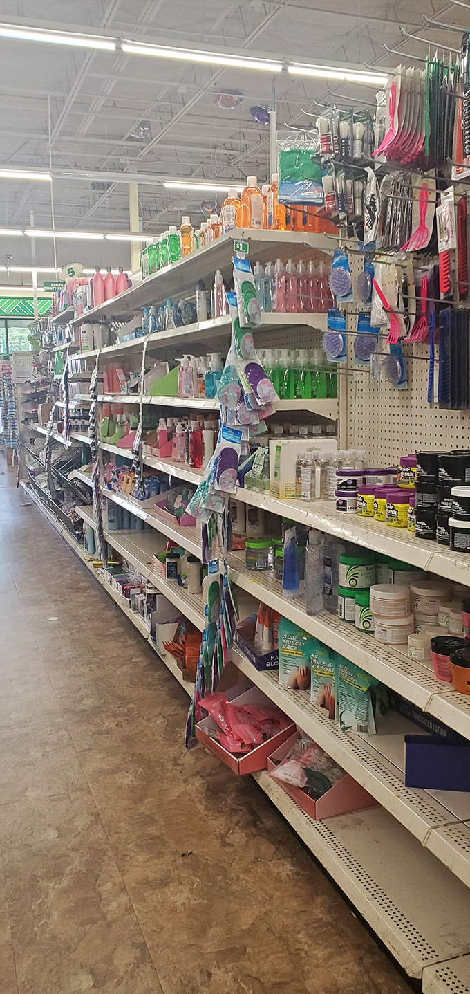 Beauty products lined up like soldiers ready for battle against Florida's humidity—an army of affordable potions promising vacation-ready hair for less than your morning coffee.