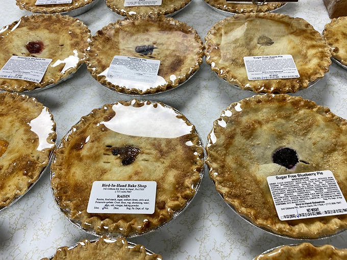 A battalion of golden-crusted pies stands ready for duty. Each one a testament to the fact that "homemade" isn't just a word—it's a philosophy.