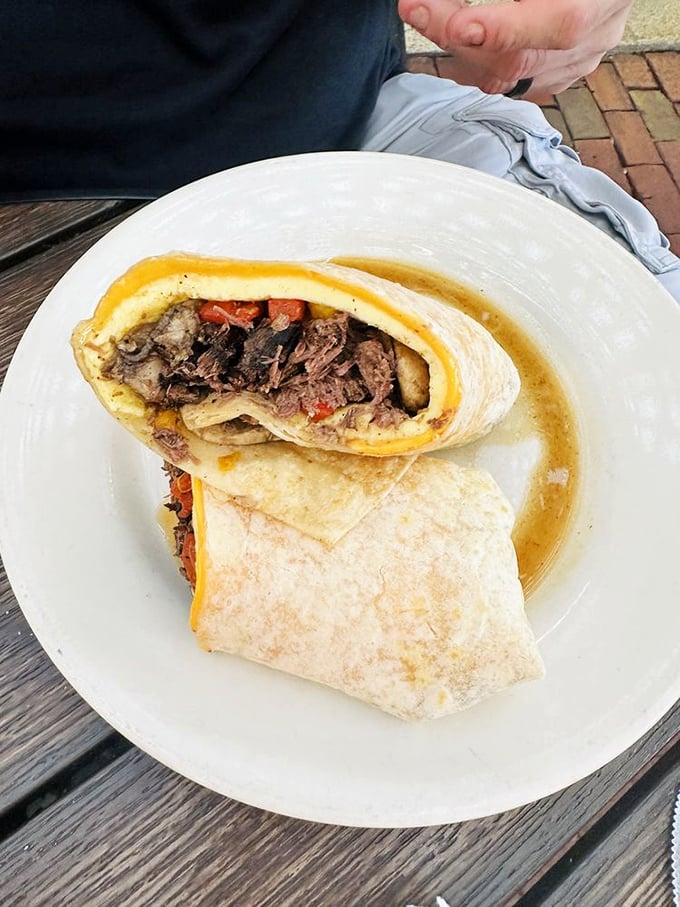 This breakfast burrito isn't messing around—packed tight with savory fillings and ready to fuel your Key West adventures.