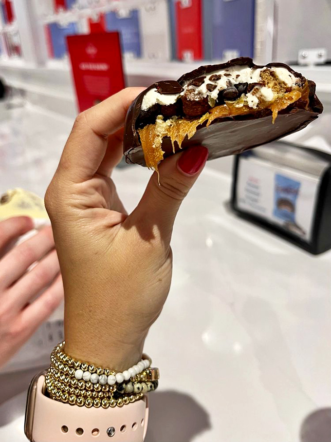 "What A Cluster" indeed – this embossed chocolate medallion promises the kind of organized chaos that makes taste buds throw a standing ovation.