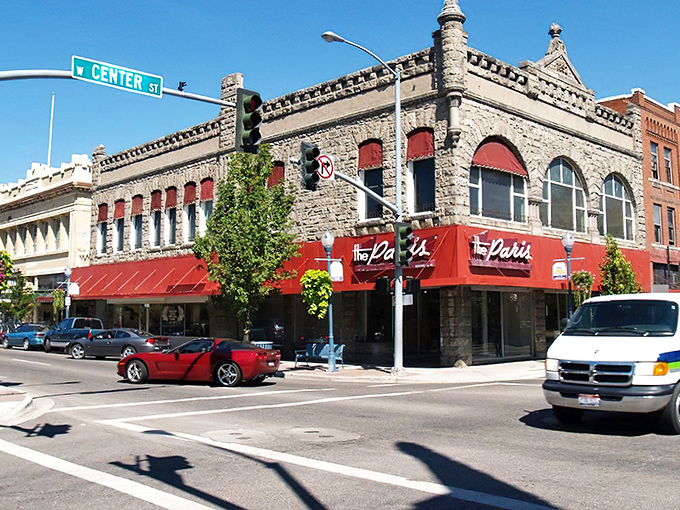 The Paris corner building—where stone masonry meets modern commerce—anchors downtown with the gravitas only century-old architecture can provide.