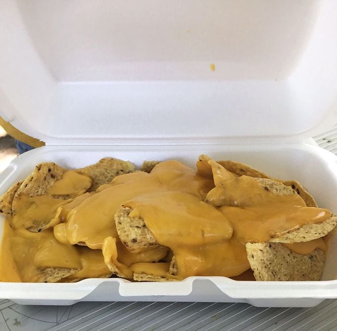 Nachos swimming in cheese sauce—proof that sometimes the simplest pleasures are the most satisfying. No fancy plating required. 