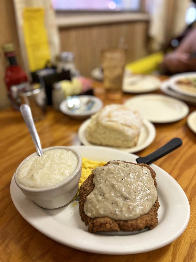 Country fried steak with gravy so good you'll want to write home about it – if you weren't too busy scraping the plate clean.